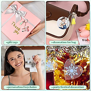 300 PCS Clear Acrylic Keychain Blanks, 6 Shapes Wholesale Acrylic Blanks Leather Tassel Charms Key Chains Jump Rings for Vinyl Resin DIY Crafts Ornament Engrave (Round Heart Square Rectangle Bone)