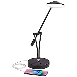 360 Lighting Arnie Modern Desk Lamp 20" High with USB Charging Port LED Satin Black Metal Adjustable Arm Decor for Living Room Bedroom House Bedside Nightstand Home Office Reading Family