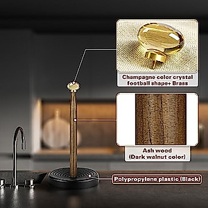 Paper Towel Holder Countertop, BESWEL Paper Towel Holder Stand, Black Weighted Base, Kitchen Towel Holder, Crystal Head, for Kitchen Bathroom