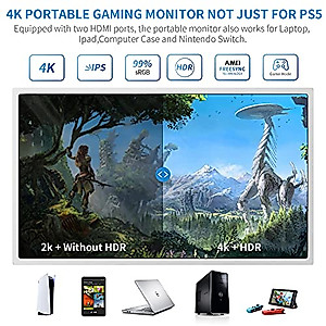G-STORY 15.6" Inch IPS 4k 60Hz Portable Monitor Gaming Display Integrated with PS5(not Included) 3840×2160 with 2 HDMI Ports,FreeSync,Built-in 2 of Multimedia Stereo Speaker,UL
