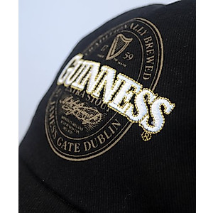 Guinness Baseball Cap with Extra Stout Bottle Label Print and Bottle Opener on Peak, Black Colour (One Size)…