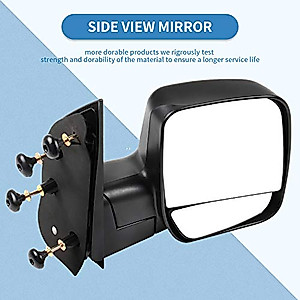 ECCPP Passenger Side Mirrors, Right Rear View Mirrors fit 2003-2013 For Ford E-150 E-250 2004-2013 For Ford E-350 E-450 Super Duty E-450 Econoline Black Manual Folding