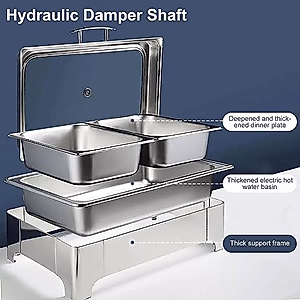 9L Food Warmers for Parties Electric, Stainless Steel Electric Chafing Dish, Party Warming Trays - Adjustable Temperature + Hot Plate Electricgn(Size:1 Grid)