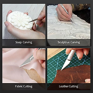 Precision Craft Knife Set - Sharp Razor Blades & Exacto Knife for Carving, Modeling, Scrapbooking, and Sculpting - Perfect for Woodworking, Stenciling, DIY Projects & Precision Cutting (Silver)