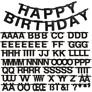 SUNBEAUTY 124 Pcs Black DIY Make Your Own Banner Customizable Letters Symbols Banner For Birthday Wedding Happy New Year Baby Shower Graduation Retirement Xmas Party Decoration