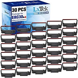 LxTek 30 Pack Compatible Ribbon Replacement for ERC-30, ERC 30 34 38 B/R Used with Epson ERC30 ERC34 ERC38 NK506 Printer (Black and Red) Tray