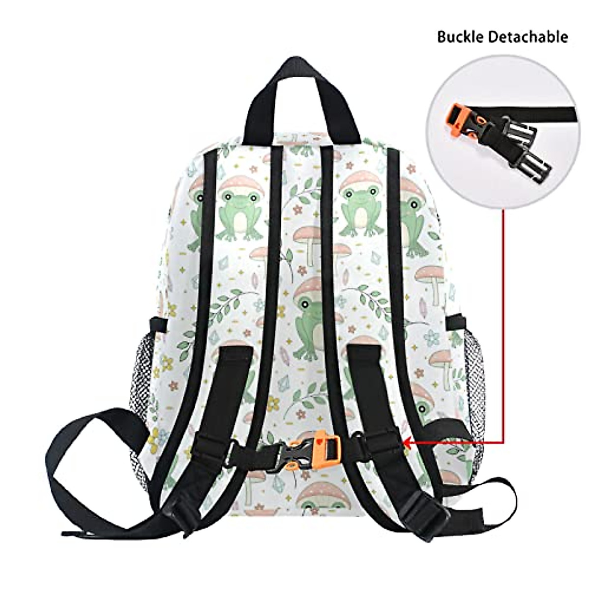 JUNZAN Frog and Mushrooms Mini Backpack for Boys Girls Kid Toddler Preschool Bookbag Student Bag Travel Daypack