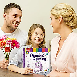 Craftoy 5D Diamond Painting Kits for Kids 7.1‘’ X 7.1‘’ Wooden Frame Diamond Arts and Crafts for Kids Mosaic Gem Stickers by Number Kits DIY Painting Arts Crafts Supply Set Embroidery Gift (F-Unicorn)