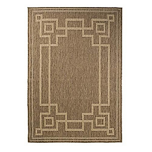 Furnish my Place Outdoor Collection Oriental Area Rug - 5 ft. 3 in. x 7 ft. 6 in. Neutral, Transitional Water Proof Rug for Living Room, Garden, Patio