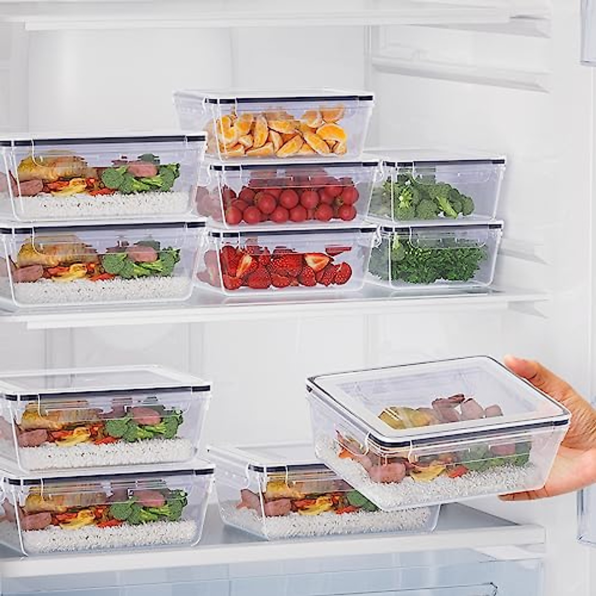 24 PCS Larger Food Storage Containers with Lids, Microwave Safe Meal Prep Containers, Airtight Bento Boxes Lunch Containers, BPA Free & Dishwasher Safe Kitchen Organization Plastic Storage Containers for Food (12 Containers and 12 Lids)