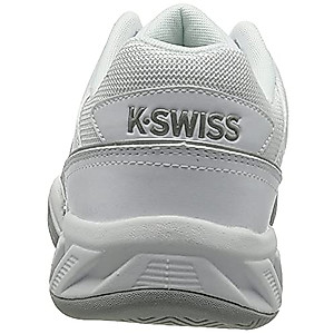 K-Swiss Women's Bigshot Light 4 Tennis Shoe, White/Highrise/Silver, 8 M