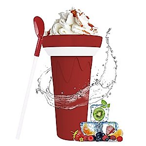 YILAILI Slushie Maker Cup, Magic Squeeze Cup Cooling Maker Cup Freeze Mug Milkshake Smoothie Mug, Portable Squeeze Ice Cup for Family (Red)