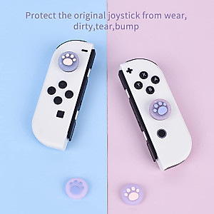 DLseego Cute Crystal Cat Claw Design Thumb Grip Caps Design for Switch & Switch Lite & Switch OLED, Joystick Cap Soft Silicone Cover – Crystal Pink&Purple