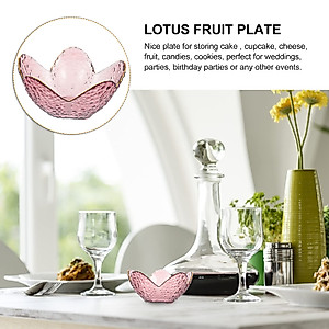 BESPORTBLE Crystal Glass Fruit Bowl Lotus Flower Shaped Crystal Clear Salad Bowl Round Serving Bowl Candy Bowls Dish Dessert Bowl Fruit Plate for Home Party Tableware Purple
