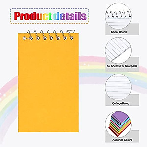 EOOUT 16 Pack Small Notebooks 3x5, Spiral Notepads Pocket Notebook, Memo Pads, 8 Colors, 50 Sheets Per Notebook for Home, Office, School, Gifts