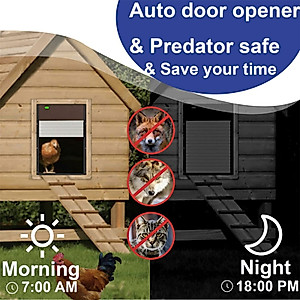 Solar-Powered Automatic Chicken Coop Door Opener with Timer & Light Sensor - Aluminum Automatic Chicken Door with Remote Control 4 Modes