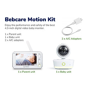 Bebcare Motion - Smart Video Baby Monitor: 4.3" Ultra-Clear Screen, 360° Pan-and-Tilt Camera, Temperature Sensor, Motion and Sound Alert, Auto Baby Tracking Camera (Without Breathing Sensor Mat)