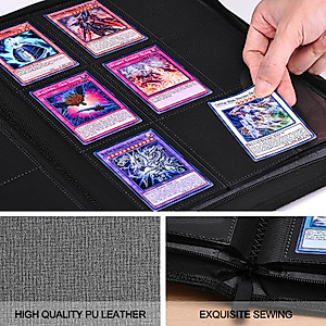 HerriaT Trading Card Binder, 9 Pocket PU Cover Card Collection Binder for 360 Cards, Premium Card Book, Sturdy Card Holder Folders, Card Album for YuGiOh, MTG, TCG, Game Cards & Sports Cards