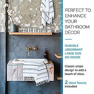 Blutao River Black and White Hand Towels Bathroom & Kitchen with Tassels - Decorative Turkish Style Farmhouse Hand Towels Bathroom - 18x40 Set of 2 Bathroom Hand Towels Decorative Set