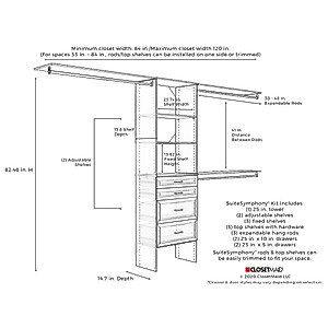 ClosetMaid 1937140 SuiteSymphony Modern 25-Inch Closet Organizer with Shelves and 4-Drawers, Pure White