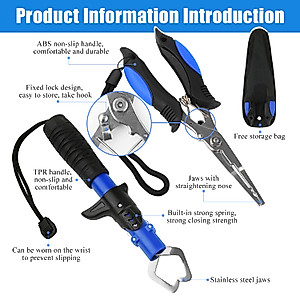 Fishing Net,Floating Folding Landing Net with 7 Inch Fishing Pliers and Fishing Lip Gripper,Fishing Gear Fihing Tool Accessories for Fish Easy Catch and Release Freshwater and Saltwater