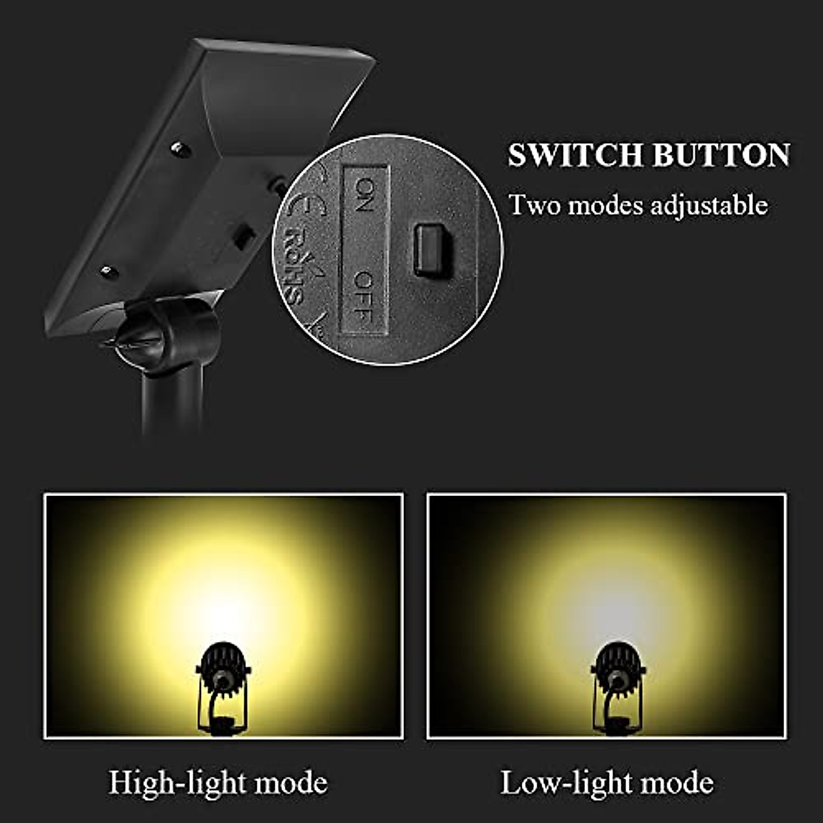 F-TECK Solar Landscape Lights 2-in-1 Adjustable Strong Die-cust Aluminum IP65 Waterproof Auto On/Off Sensor Dusk to Dawn Solar Spotlights for Outdoor Garden Yard Tree Light (Warm Light)