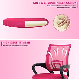 Pink Office Chair Ergonomic Desk Chair Mesh Computer Chair with Lumbar Support& Armrest, Adjustable Mid Back Executive Task Chairs, Rolling Swivel Chair Kids Desk Chair for Women