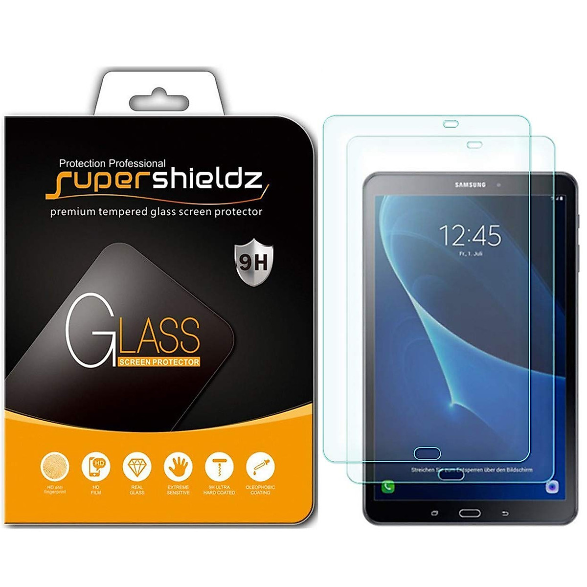 Supershieldz (2 Pack) Designed for Samsung Galaxy Tab A 10.1 (SM-T580 and SM-T587 Model Only 2016 Release) Screen Protector, (Tempered Glass) Anti Scratch, Bubble Free