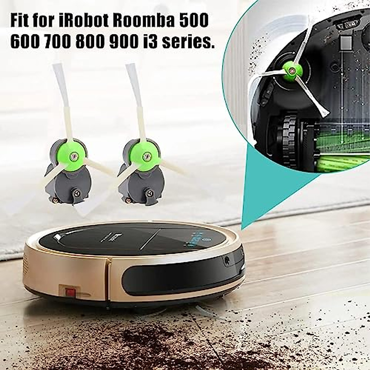 Side Brush Module Motor for iRobot Roomba 500 600 700 800 900 I3 E5 E6 I3 I4 I5 I6 I7 I8 J7 Series Robot Vacuum Cleaner, Replacement Parts (Motor Module + Side Brush)