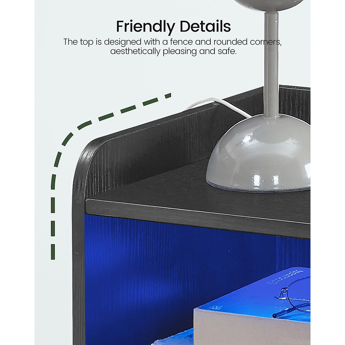 CHOEZON Nightstand with Charging Station and LED Light, Side Table with 3 Fabric Drawers Chest, End Table with USB Ports and Outlet, Bedside Table for Living Room, Bedroom, Black MBZ04UDBB