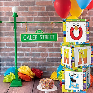 Altkeyui Sesame Friends Street First Birthday Balloon Boxes Decorations, 3 Pcs One Balloon Box 1st Birthday Backdrop Block For Sesame Theme 1st Birthday Party Supplies | One Year Old Birthday
