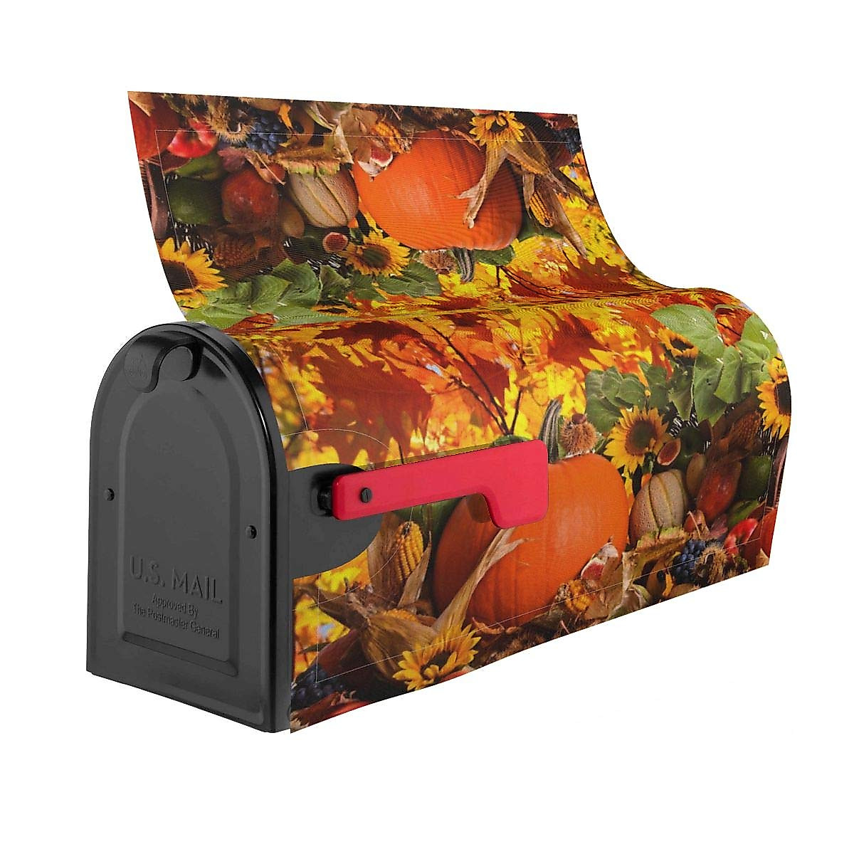 Autumn Fall Harvest Mailbox Cover Trees Nature Leaves Thanksgiving Pumpkin Letter Box Cover Magnetic Mail Wraps Post Garden Decorations 21x18 in