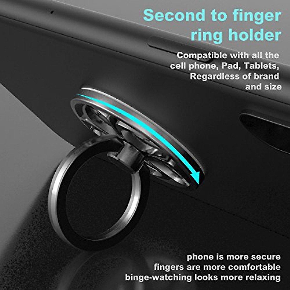 Anti-Anxiety Finger Ring Stand, ebulous 360° Rotation Spinner Mobile Cell Phone Ring Stand Holder with Grip Kickstand Universal [Washable/Reusable] for iPhone/iPad/Samsung Note/Tablets etc (Gold)…