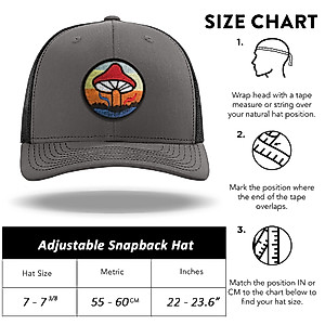 Classic Mesh Trucker Hat, Adjustable Snapback, Outdoor Camping Magic Mushroom Baseball Cap (Dark Grey)