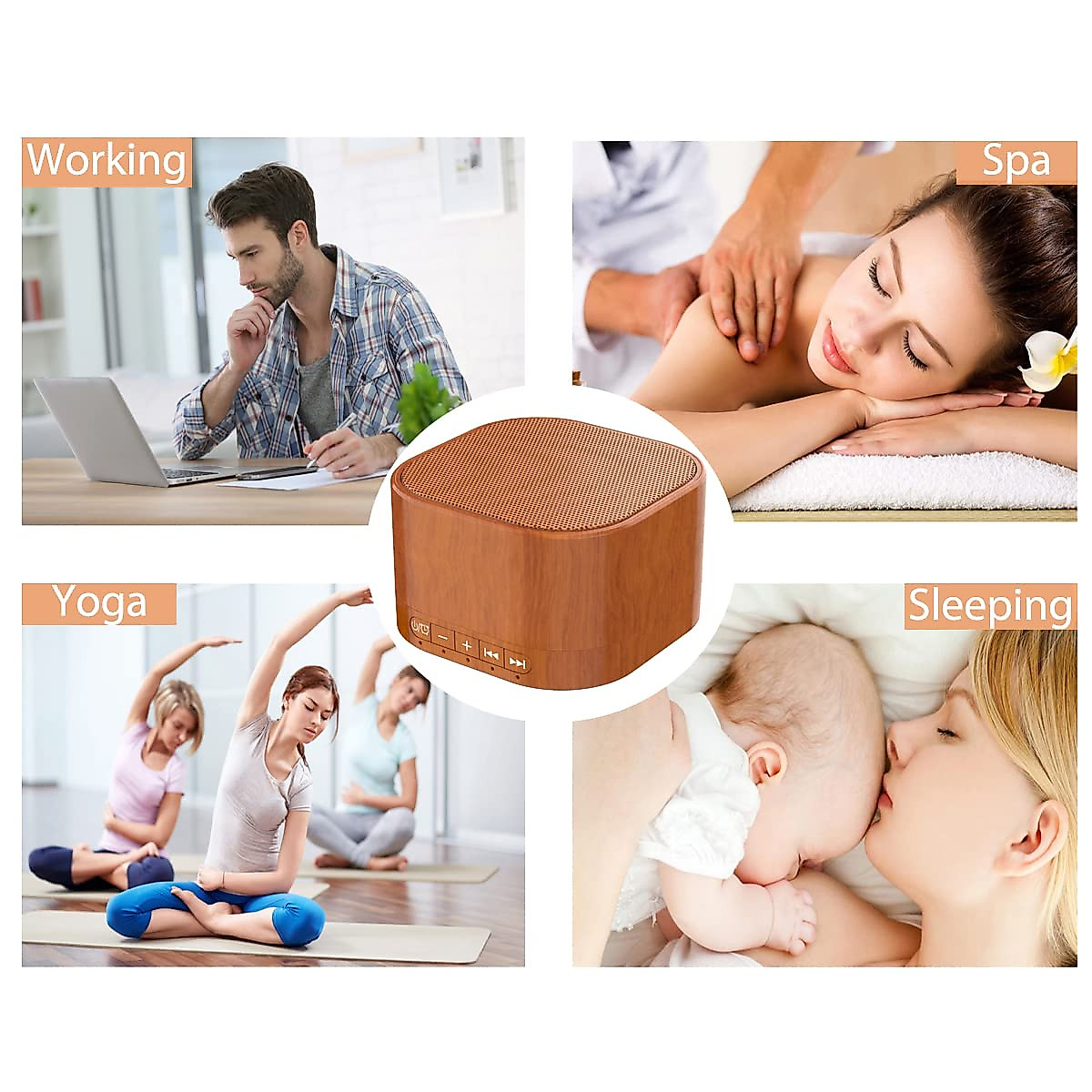 Magicteam Sound Machines White Noise Machine with 20 Non Looping Natural Soothing Sounds and Memory Function 32 Levels of Volume Powered by AC or USB and Sleep Sound Timer Therapy for Baby Kids Adults