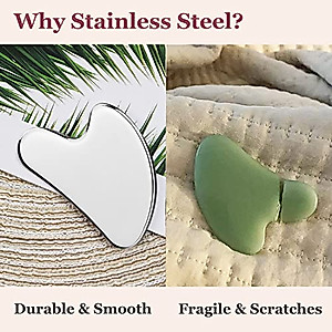 leiwo Stainless Steel Gua Sha and Face Roller Set, Facial Tool for Face Sculpting, Metal Skin Care, Massager for Women