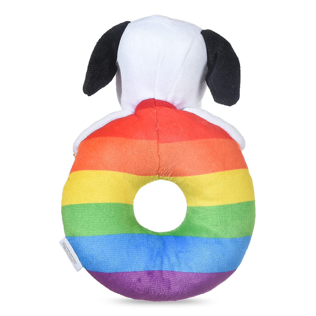 Peanuts: 8" Snoopy Peace & Love Plush Ring Squeaker Pet Toy | Peanuts for Pets 8" Snoopy Love Squeaky Pet Toy | Peanuts Dog Toys, Snoopy | Love Gifts for Pets, Snoopy Rainbow Toys for Dogs
