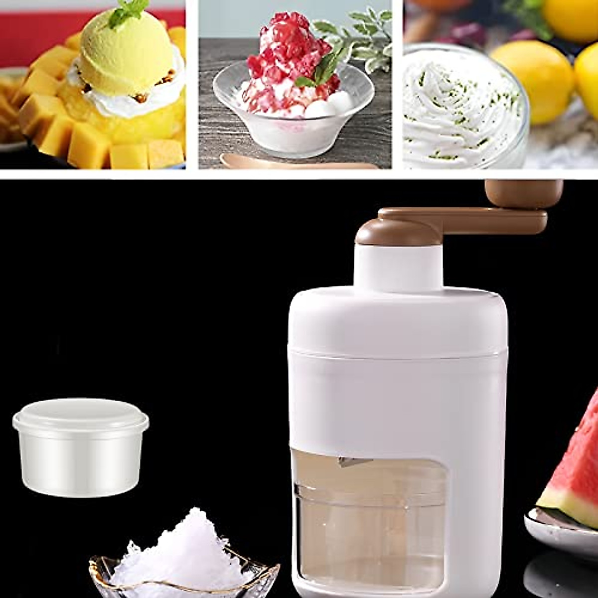 VUIOYRG Manual Ice Shaver, Ice Crusher Machine for Home, Mini Portable Ice Maker,with Ice Cube Trays (White,1PCS)