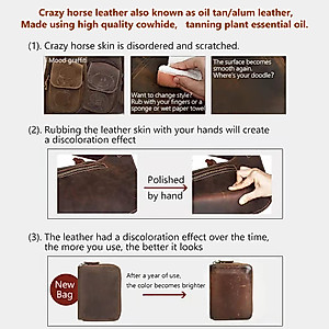 Tooling Leather Square 1.8-2.0MM Thick Genuine Top Full Grain Oil Tan Crazy Horse Cowhide Leather Sheets for Crafts Tooling Sewing Wallet Earring Hobby (Brown, 6"x12")