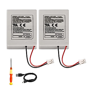 Xahpower 2 Pack PS3 Controller Battery, LIP1359 Replacement Battery for Sony Playstation 3 CECHZC2E CECHZC2U Controller with USB Cable and Tools