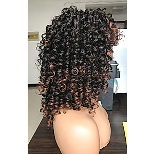 PRETTIEST Afro Curly Wigs Black with Warm Brown Highlights Wigs with Bangs for Black Women Natural Looking for Daily Wear (Ombre Brown)