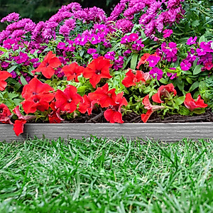 EasyFlex Tall Wall No-Dig Landscape Edging with Anchoring Spikes, 2.5 in. Tall Straight Top Plastic Garden Border with Woodgrain Texture, 40 Foot Kit, Gray (3220GYE-40C)