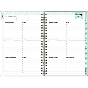 Day Designer for Blue Sky 2023 Weekly and Monthly Planner, 5" x 8", Frosted Cover, Wirebound, Secret Garden Mint (140103-23)