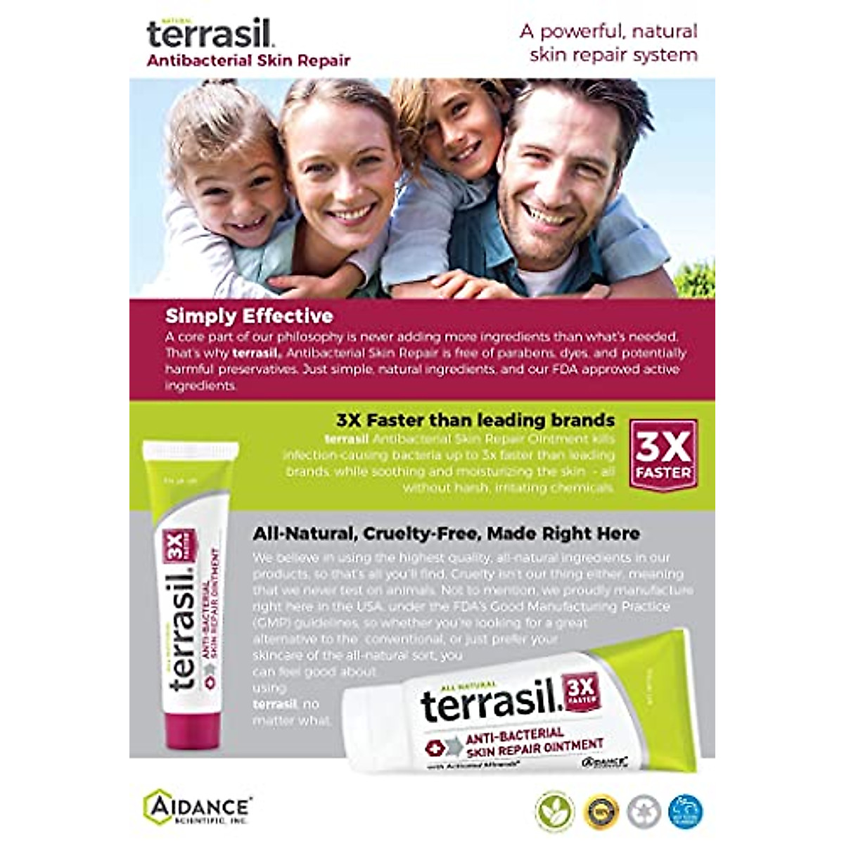 Antibacterial Skin Repair, 3X Faster Natural Ingredients for Treatment of Fissures Folliculitis Angular Cheilitis Impetigo Chilblains Lichen Sclerosus Cellulitis by Terrasil (14 Gram)