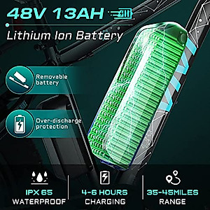 Vivi F26F Electric Bike 500W 26" x 4.0 Fat Tire Electric Bike with 48V 13Ah Removable Battery, 7 Speed, 25MPH, Cruise Control, Up to 50 Miles for Commuting, Beach, Snow