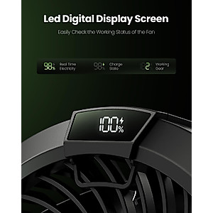 Gaiatop Portable Camping Fan with LED Lantern, 4000mAh Personal Rechargeable USB Fan, 360° Rotation Quiet Small Fan with LED Digital Display & Hanging Hook, Clip on Fan for Tent, Bedroom, Outdoor…