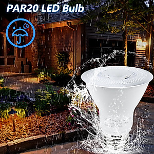 YGS-Tech PAR20 LED Bulb, 7W Dimmable Flood Light Bulbs (50W Equivalent), LED Spotlight Bulb, 3000K Warm White, 500 Lumens, E26 Base, Indoor/Outdoor - UL Listed, 6 Pack