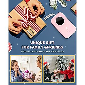 Phomemo Label Maker Machine with Tape, D30 Portable Bluetooth Label Printer for Storage, Barcode, Mailing, Office, Home, Organizing, Sticker Maker Mini Label Maker with Multiple Templates，Pink
