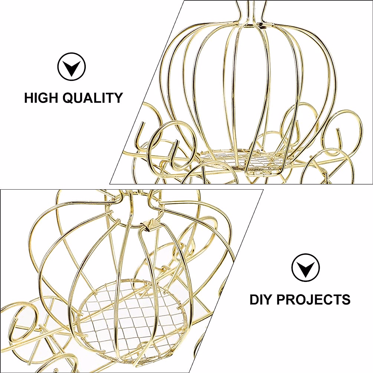 NUOBESTY 4pcs Carriage Centerpiece Metal Wire White Princess Carriage Figurine Candy Box for Wedding Party