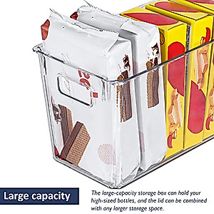 Moretoes 4 Pack Clear Plastic Storage Organizing Bins with Lids, Kitchen Organization Cabinet Fridge Organizer, Pantry Organization and Snack Storage Bins